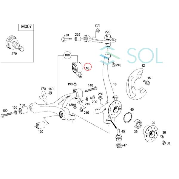 Mercedes-Benz ベンツ W251 フロント ロアアーム コントロールアーム ブッシュ ブラケット 右側 R350 R500 ...