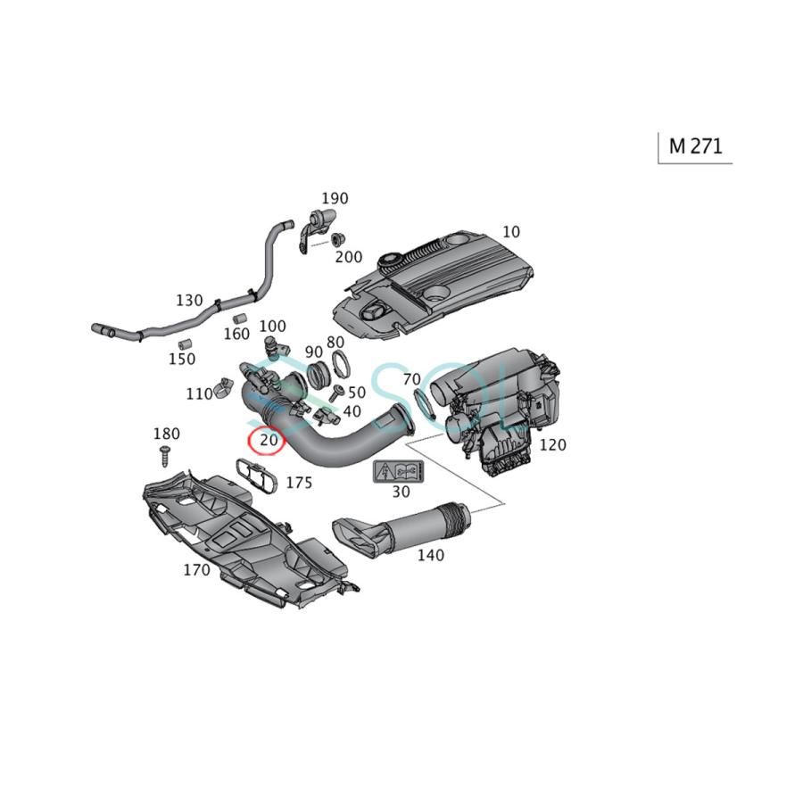 Mercedes-Benz ベンツ W204 W212 W207 R172 エアインテークホース M271(直4)エンジン用 C180 ...
