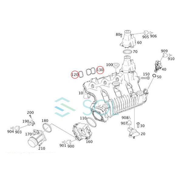 ベンツ W204 R172 インマニガスケット インテークマニホールドガスケット 5点セット C180 C200 C250 SLK200 ...