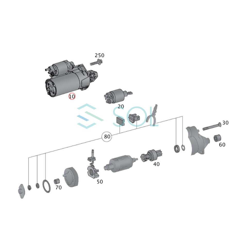 Mercedes-Benz ベンツ W204 W207 W212 R172 スターターモーター セルモーター C180 C200 C250 ...
