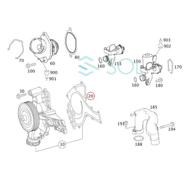 Mercedes-Benz（メルセデス・ベンツ） ベンツ W203 W204 W211 W212 W207 ウォーターポンプ ガスケット ...