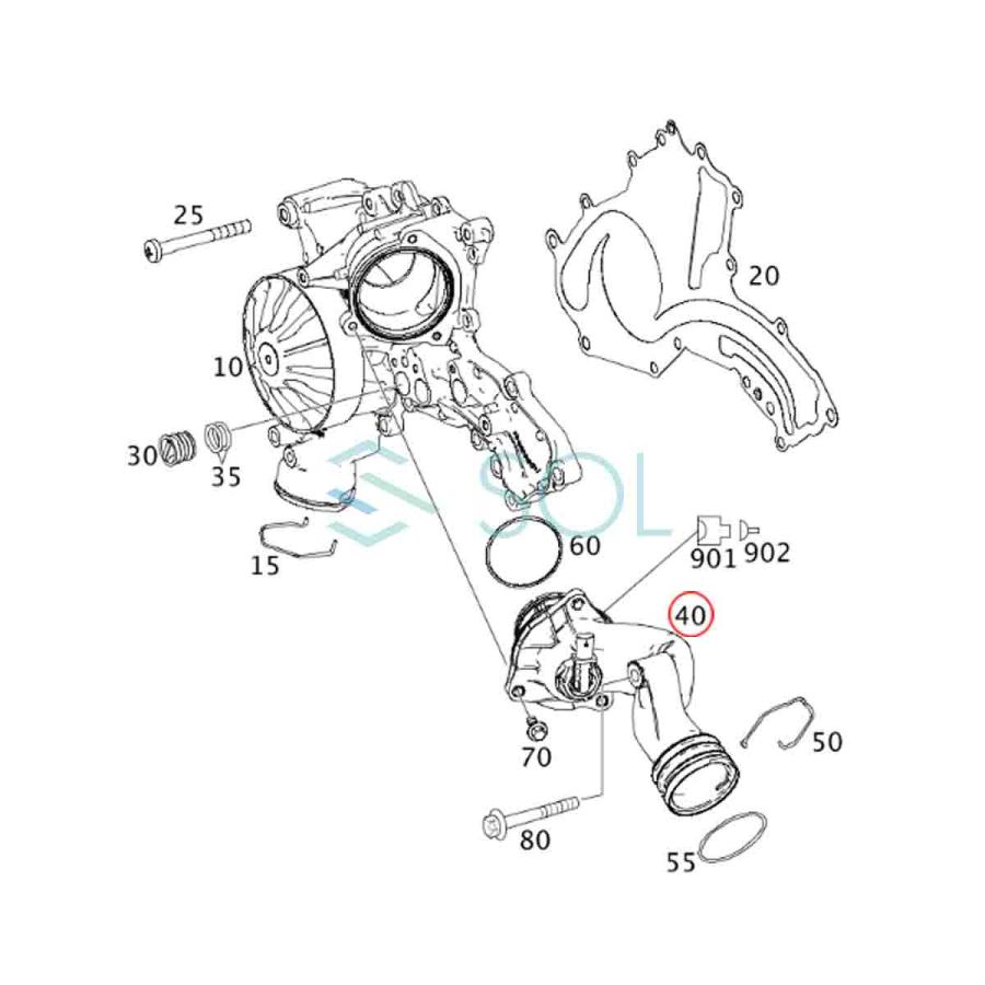 Mercedes-Benz Sクラス W222 S550 S63 サーモスタット サーモスタッド M157 M278 V8エンジン用 ...