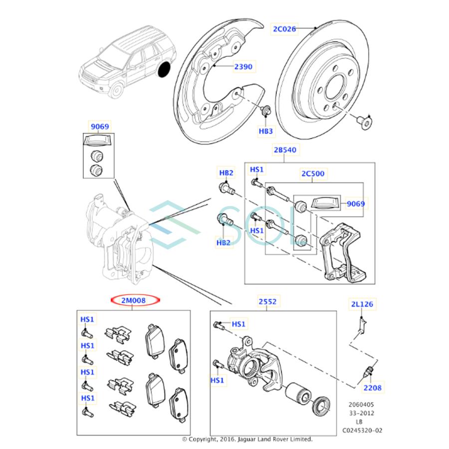 ランドローバー HAPAD フリーランダー2 L359 レンジローバー イヴォーク L538 リア ブレーキパッド 左右セット LR027129 LR043714 LR043285 : 自動車 ...