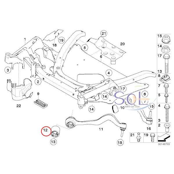 BMW E60 E61 E63 E64 フロント プルストラット ブッシュ 左右共通 525i 530i 540i 545i 550i M5 ...