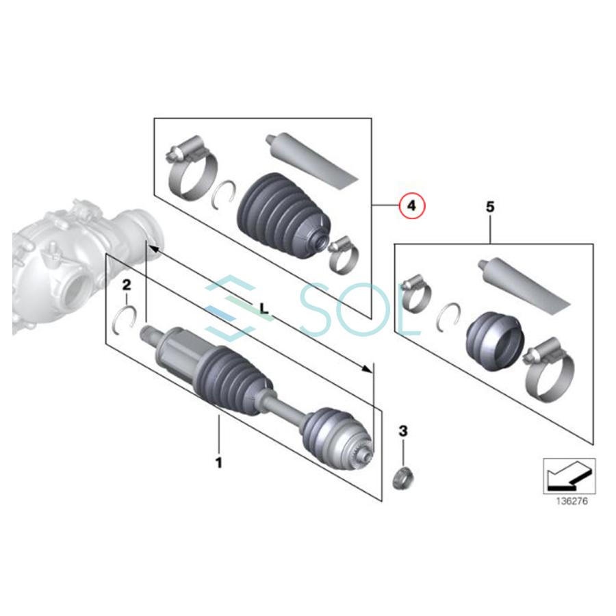 BMW E70 X5 E71 X6 フロント ドライブシャフトブーツ インナー側 リペアキット 左右セット 3.0si 4.8i 35iX ...