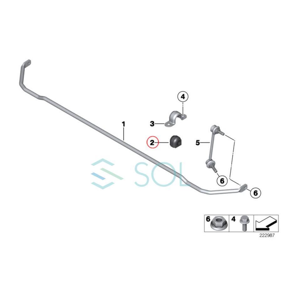BMW MINI R56 R58 リア スタビライザーブッシュ スタビブッシュ 内径16mm 左右セット ワン クーパー クーパーS JCW ...