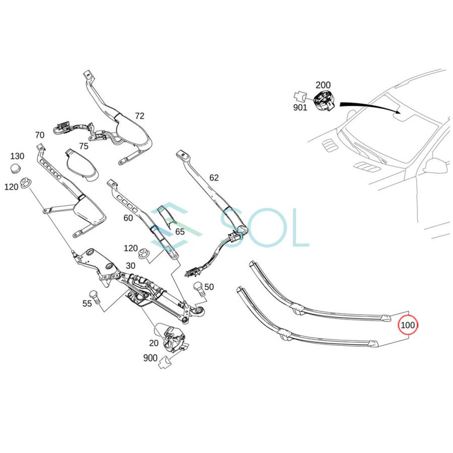 Mercedes-Benz BOSCH エアロツイン ベンツ GLクラス X166 GL350 GL550 ワイパーブレード エアロワイパー ...