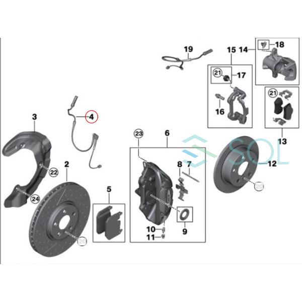 BMW MINI F55 F56 F57 F60 フロント ブレーキパッドセンサー 34356865611 34356887151 ...