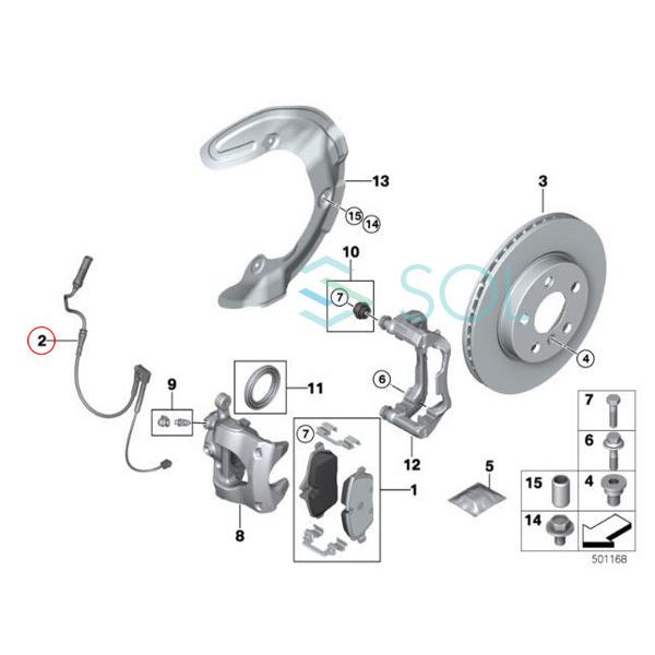 BMW MINI F55 F56 F57 F60 フロント ブレーキパッドセンサー 34356865611 34356887151 ...
