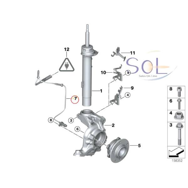 BMW E82 E87 E88 フロント ABSセンサー スピードセンサー 左右共通 120i 130i 135i 34526760424 ...