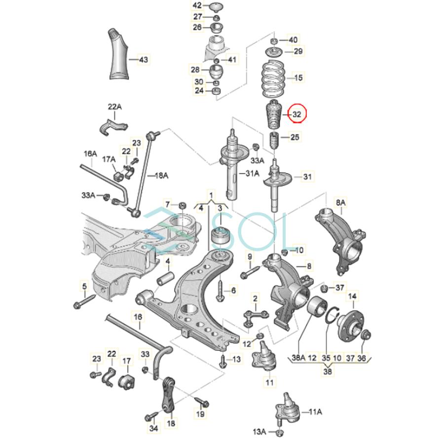 フォルクスワーゲン（Volkswagen） フロント ショックダストブーツ ダストカバー 左右共通 出荷締切18時 ボーラ ゴルフ ルポ ...