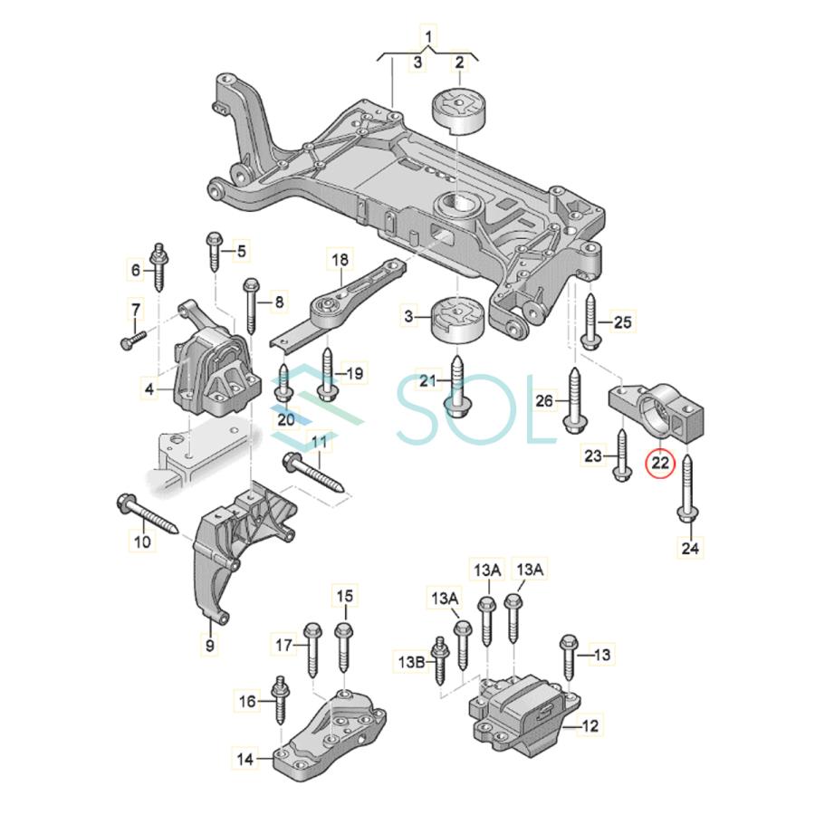Audi アウディ Q3(8UB 8UG) フロント ロアアーム ブッシュ ブラケット 左右共通 3C0199231E 3C0199231A ...