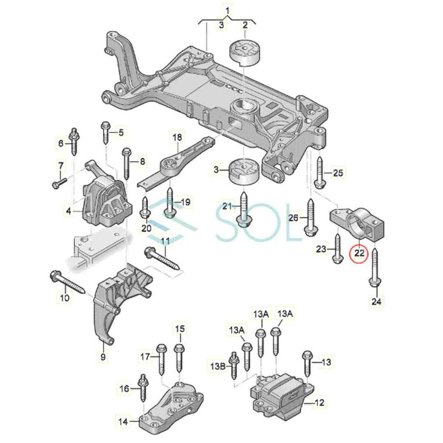 Audi アウディ Q3(8UB 8UG) フロント ロアアーム ブッシュ ブラケット 左右セット 3C0199231E 3C0199231A ...