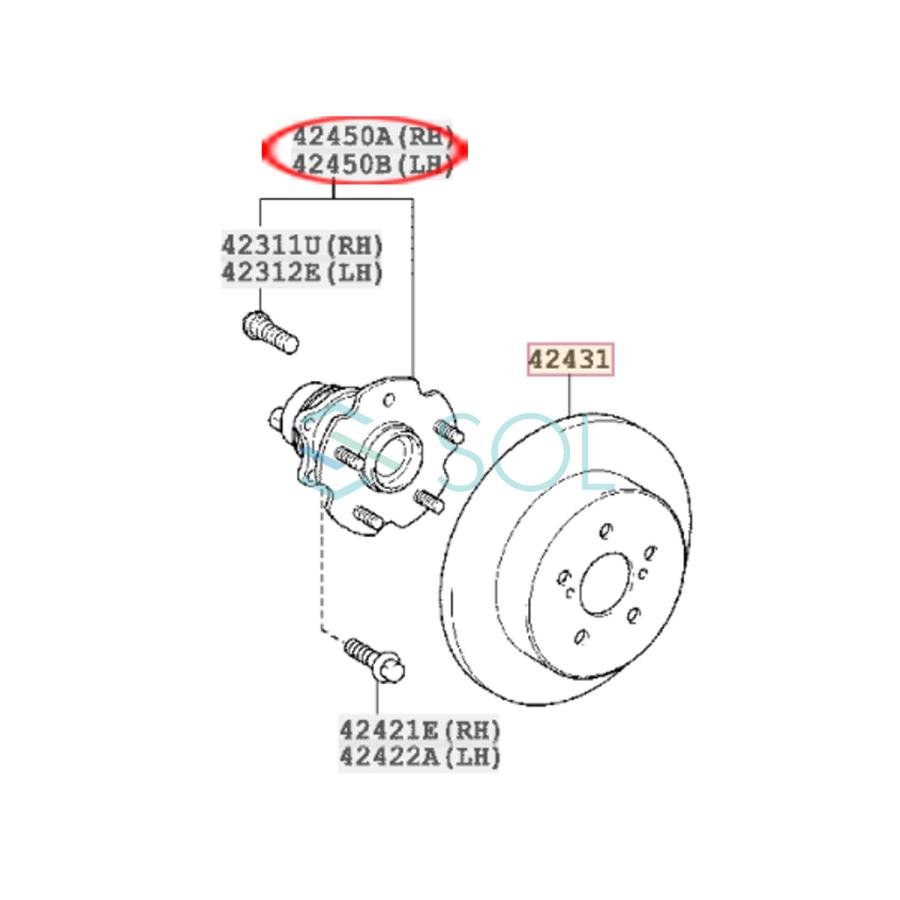 トヨタ オーリス NZE151H リア ハブベアリング ホイールハブベアリング ボルト付 左右セット 42450-12090 18時まで即日 ...