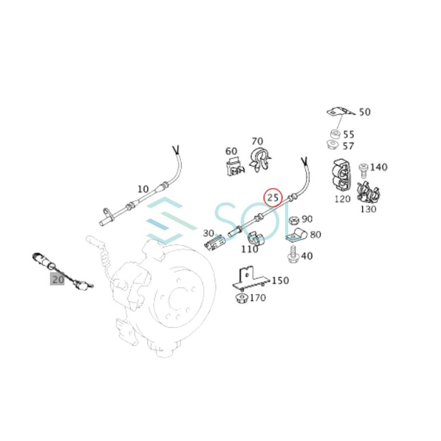 Mercedes-Benz ベンツ W463 リア スピードセンサー ABSセンサー 右側 G320 G500 G55 G65 ...