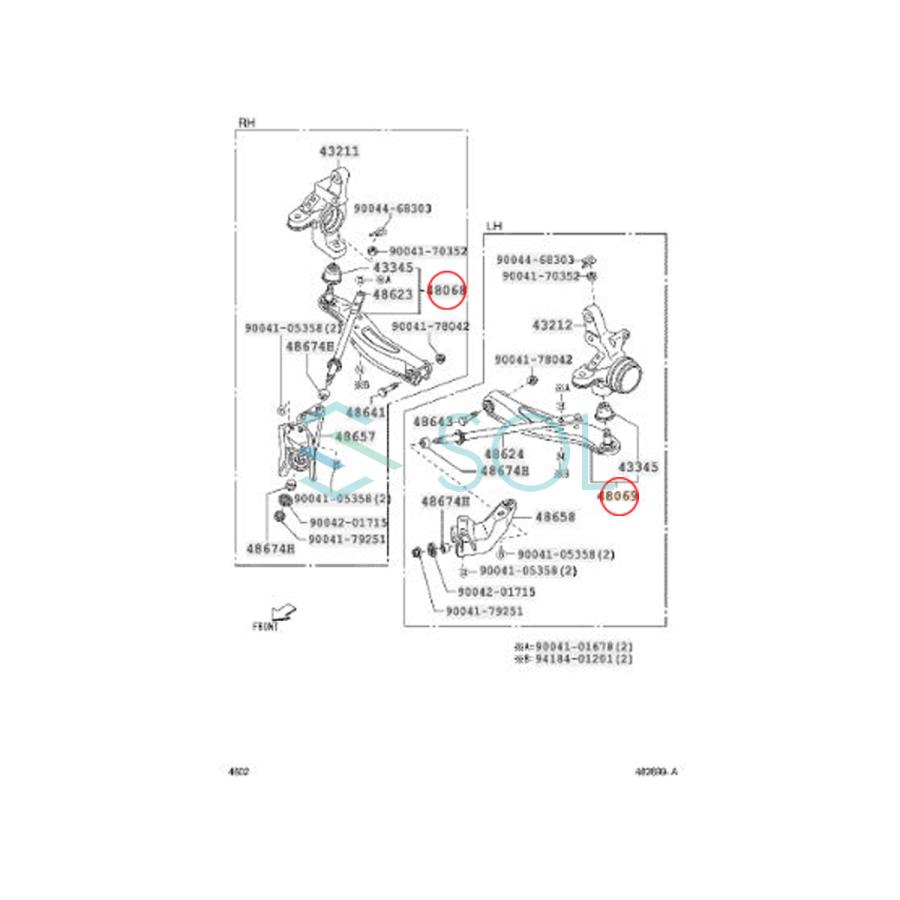 ダイハツ（DAIHATSU） ハイゼット S201P フロント ロアアーム コントロールアーム ナット付 左右セット 48606-B5010 ...