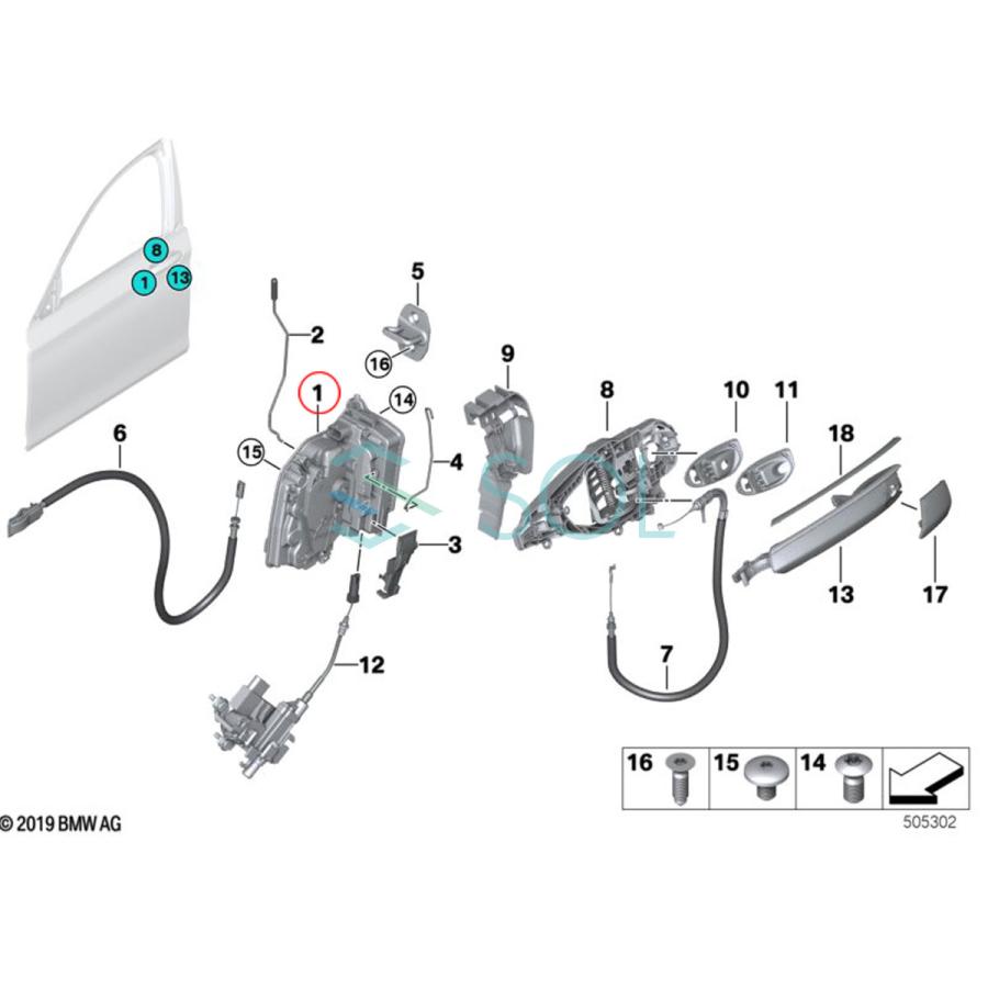 BMW BMW F48 X1 F39 X2 フロント ドアロックアクチュエーター 左側 18i 18d 18dX 20i 20dX 20iX ...