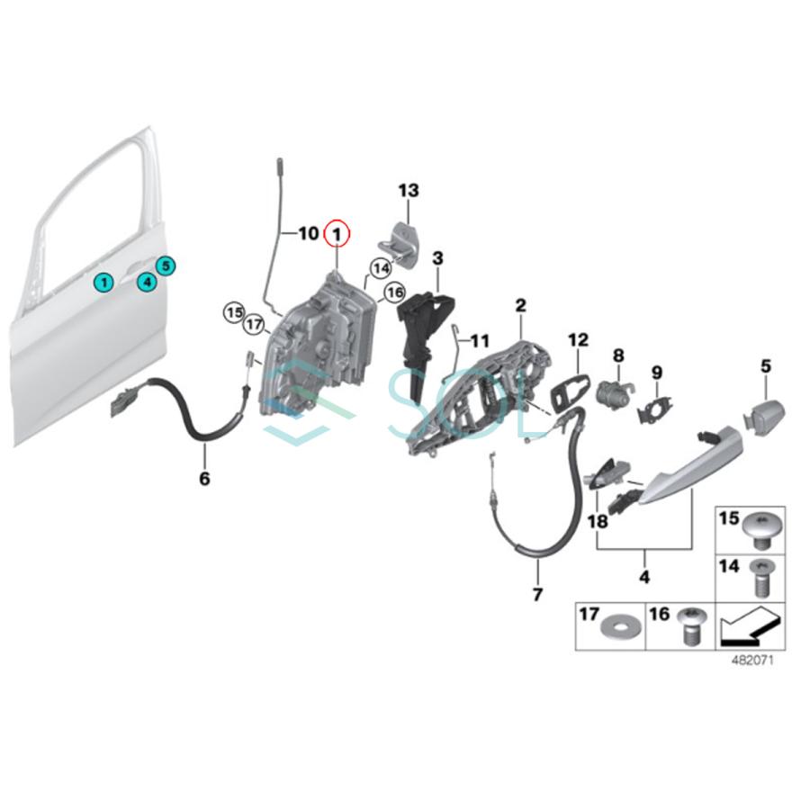 BMW BMW F45 F46 F48 X1 フロント ドアロックアクチュエーター 右側 218i 218d 218dX 225iX ...