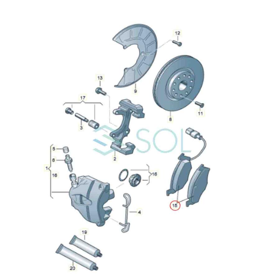 アウディ Q3(8UB 8UG) フロント ブレーキパッド 左右セット パッドセンサー付 5N0698151B 5N0698151C ...