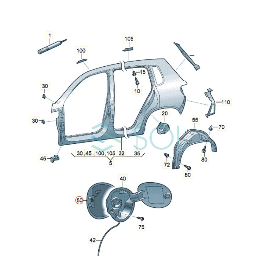 フォルクスワーゲン VW ゴルフ5(1K5) ゴルフ6(AJ5) シロッコ3(137 138) ティグアン(5N_) 燃料タンク キャップロック 5N0810773F 5N0810773D ...