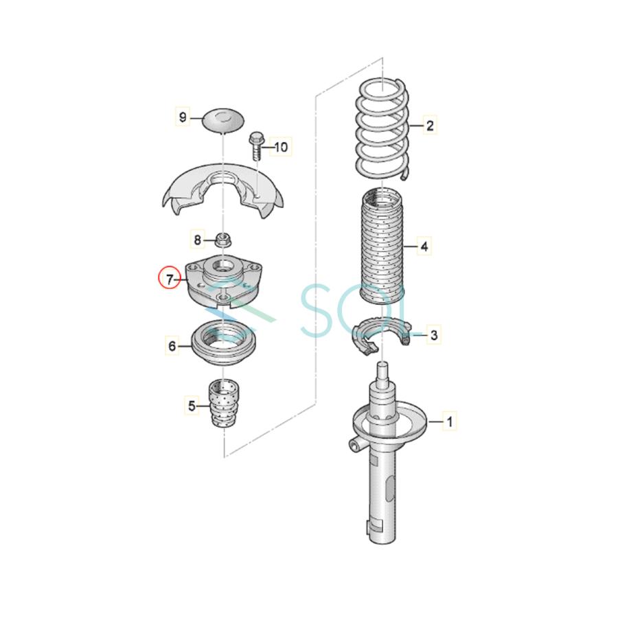 フォルクスワーゲン VW アルテオン(3H7 3H8) ゴルフ7(BA5 BV5 BQ1 BE1 BE2) ポロ6(AW1 BZ1 AE1) フロント ショック アッパーマウント 左右共通 ...