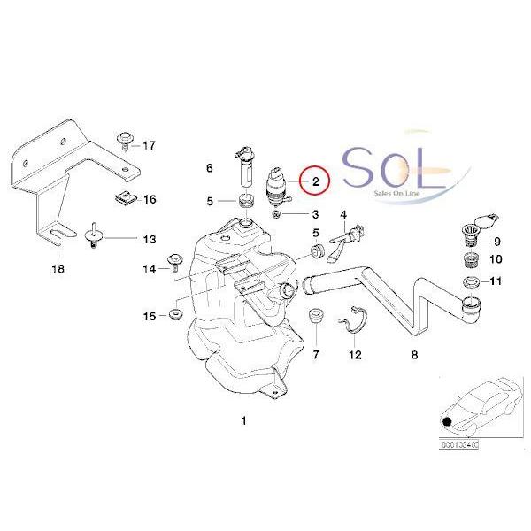 BMW E36 Z3 ウインドウ ウォッシャーポンプ 318i 320i 323i 325i 328i M3 2.8 61661380068 ...