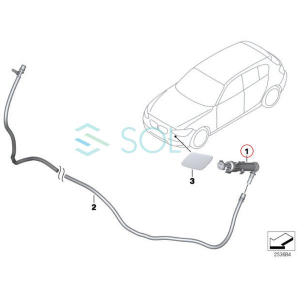 BMW F30 F31 F34 F80 ヘッドライト ウォッシャーノズル 左側 320i 320d 320iX 320dX 328i 335i ...