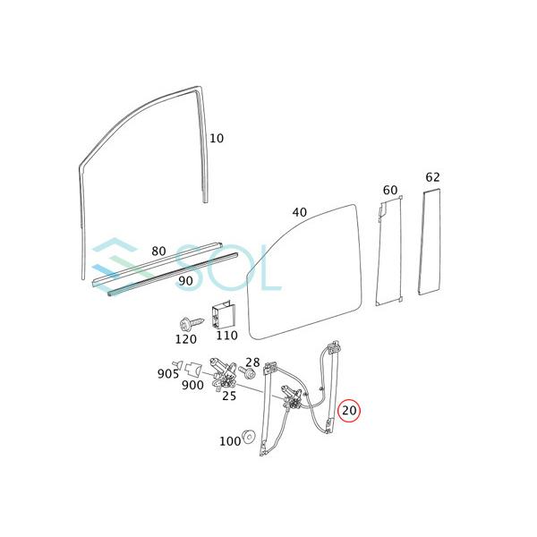 Mercedes-Benz ベンツ W639 フロント ウインドウレギュレーター 右側 モーターなし V350 6397200546 出荷締切 ...