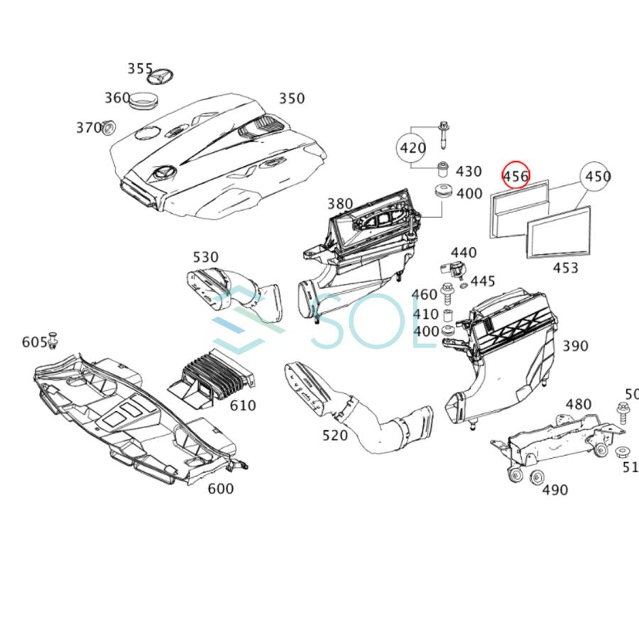 Mercedes-Benz ベンツ W164 W166 W463 X166 X204 エアフィルター 右側 ML350 GLE350d ...