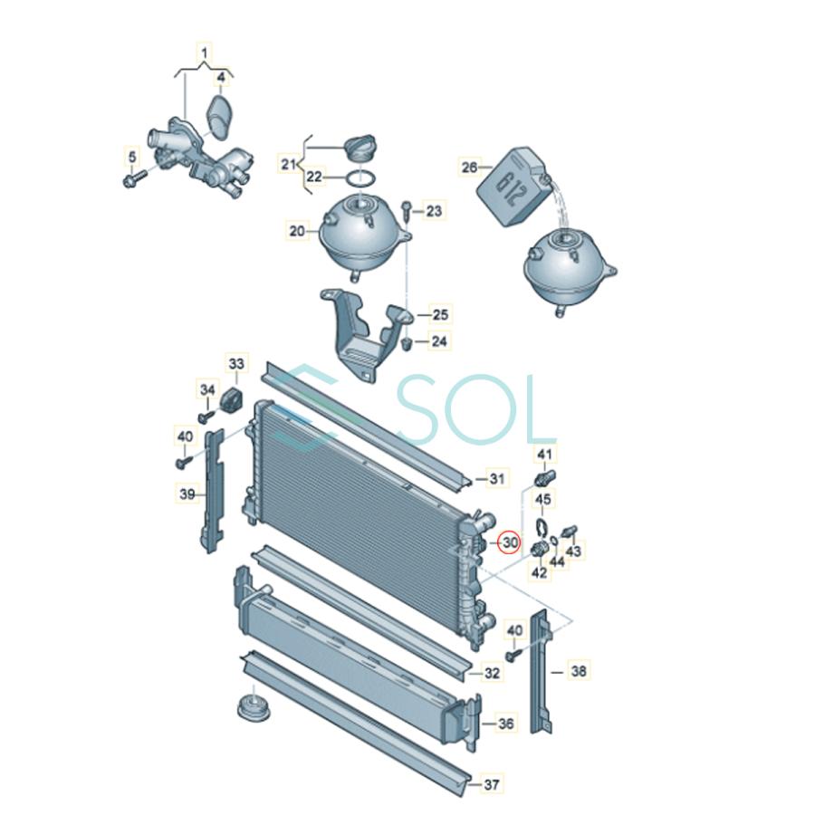 フォルクスワーゲン（Volkswagen） VW ワーゲン ポロ5 6R 6C ラジエーター ラジエター 冷却装置 6R0121253A 18 ...