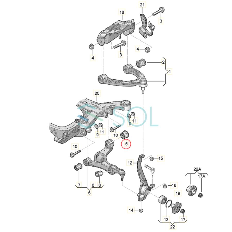 アウディ Q7(4LB) フロント ロアアーム ブッシュ 後側 左右共通 7L0407182F 7L0407182G 出荷締切18時 ...