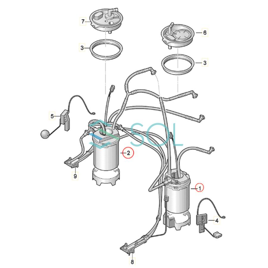 フォルクスワーゲン フューエルポンプ Oリング付 左右セット VW トゥアレグ 7L ワーゲン 燃料ポンプ 7L6919087F ...