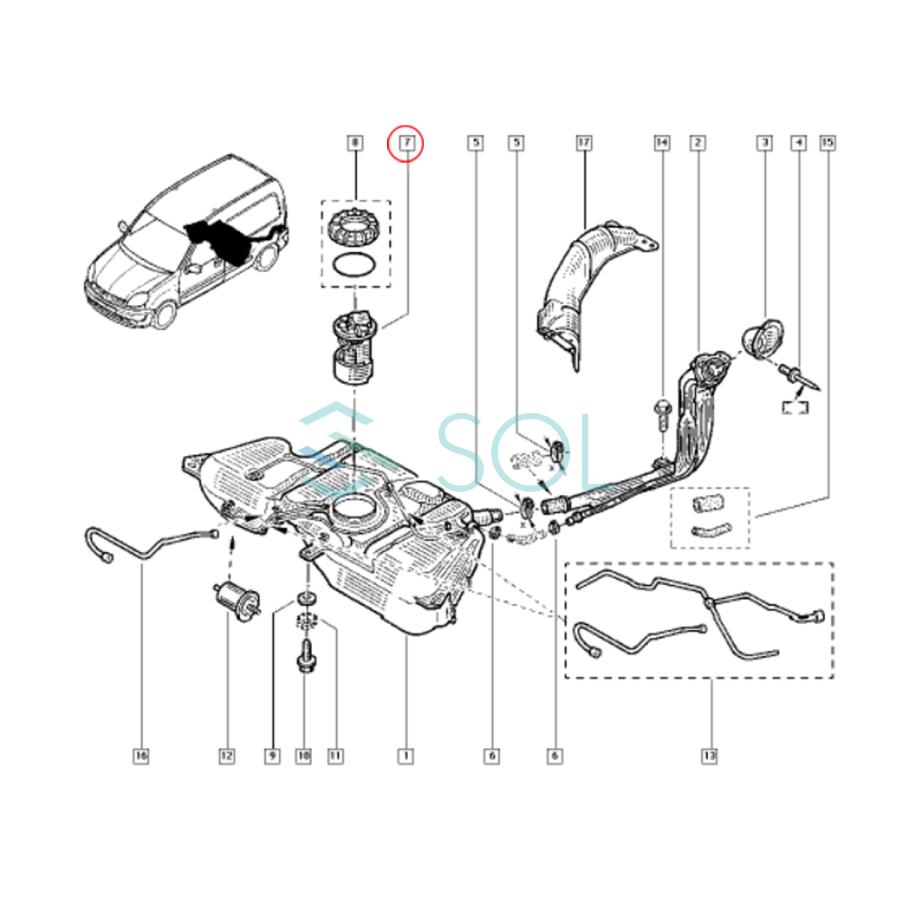 ルノー カングー(KC0 1_ FC0 1_) フューエルポンプ 燃料ポンプ ガソリンポンプ 1.6 8200680583 出荷締切18時 ...