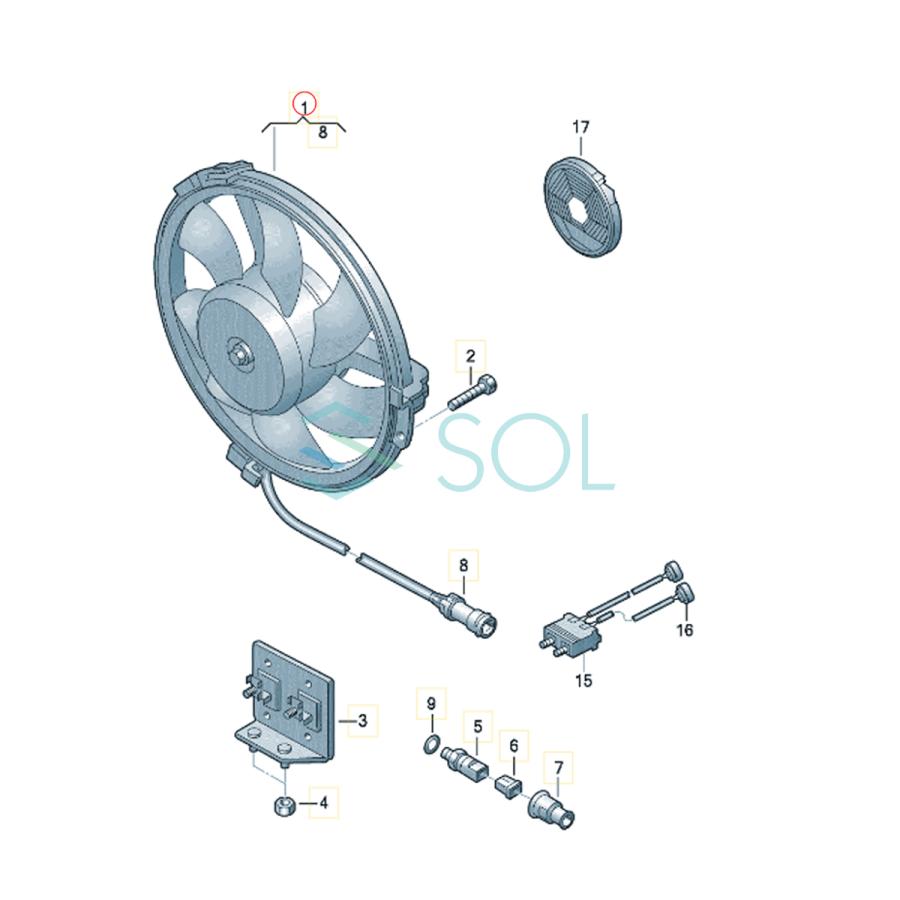Audi アウディ A4 B5 8D A6 C4 4A2 A8 D2 4D ラジエーター 電動ファン 8D0959455C 4B0959455 ...