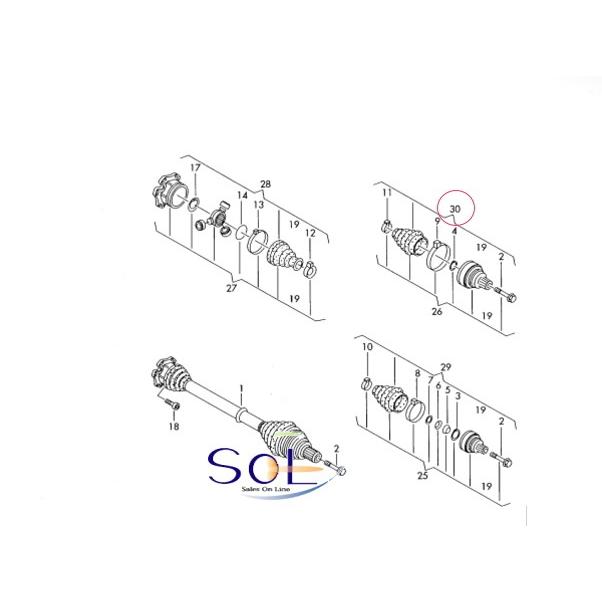 Audi アウディ A4 (8E2 8E5 8H7 B6 8HE 8EC 8ED B7) A6 (4F2 4F5 C6) ドライブシャフトブーツキット アウター側 8E0498203 出荷締切 ...