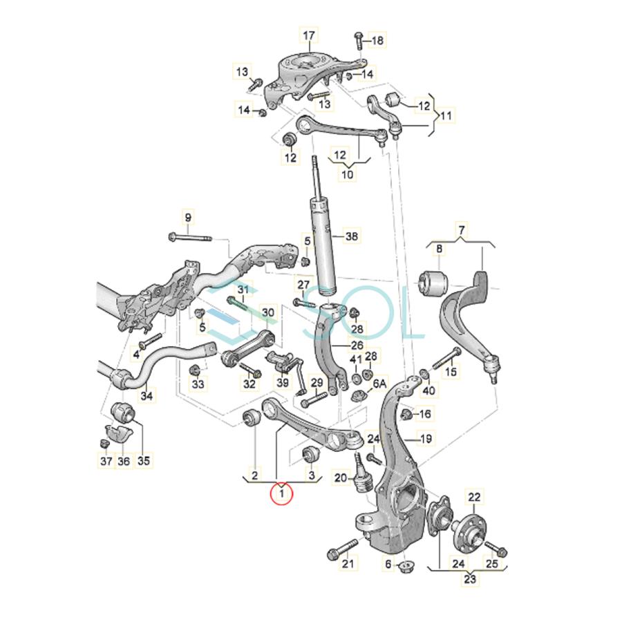 Audi アウディ A8 D2 4D フロント ロアアーム コントロールアーム 左前側 片側 8K0407151D 8K0407151B 18 ...