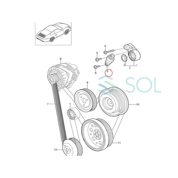 PORSCHE ポルシェ 911(997 991) ボクスター(987 981) ケイマン(987 ベルトテンショナー 油圧式 ...
