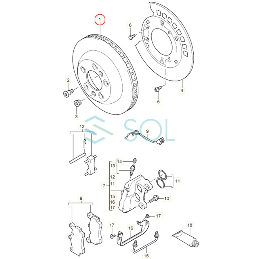 アウディ Q7(4LB) リア ブレーキローター ブレーキディスク 左右セット 7L6615601D 7L6615601J ...