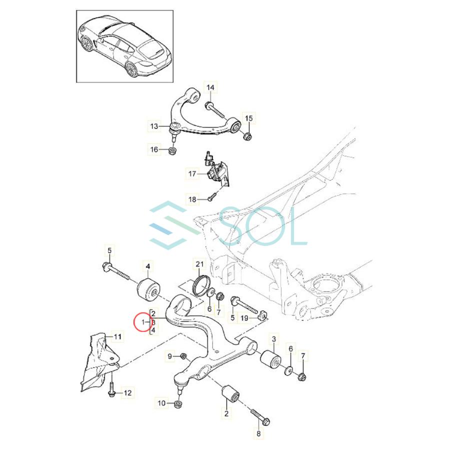 PORSCHE ポルシェ パナメーラ 970 フロント ロアアーム コントロールアーム ナット付 左側 97034105304 出荷締切18時 ...