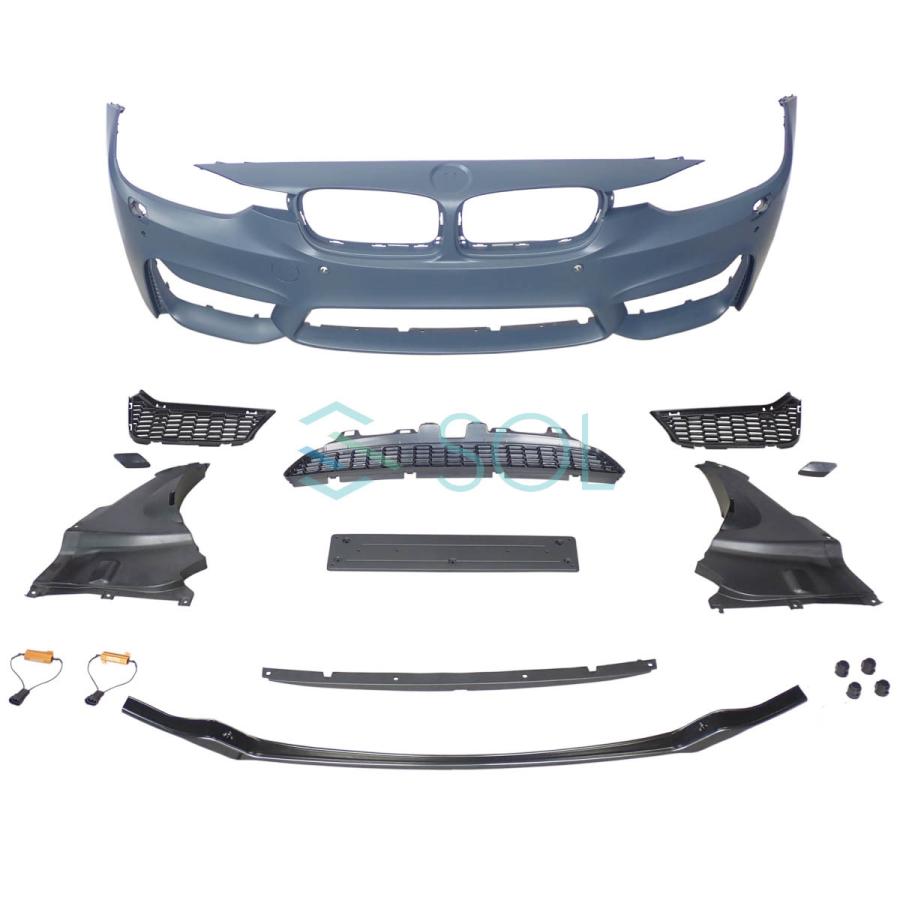 BMW 3シリーズ F30 F31 セダン ツーリング M3ルック フロントバンパーセット PTSセンサー有無対応 ヘッドライトウォッシャー穴 ...