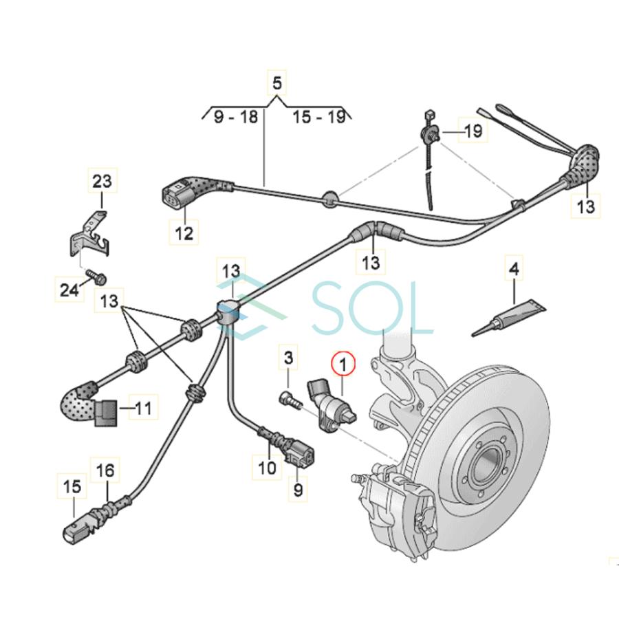 Audi アウディ A3 S3 RS3(8V1 8VK 8VA 8VF 8VS 8VM) フロント ABSセンサー スピードセンサー 左右セット WHT003861 WHT003860 出荷 ...