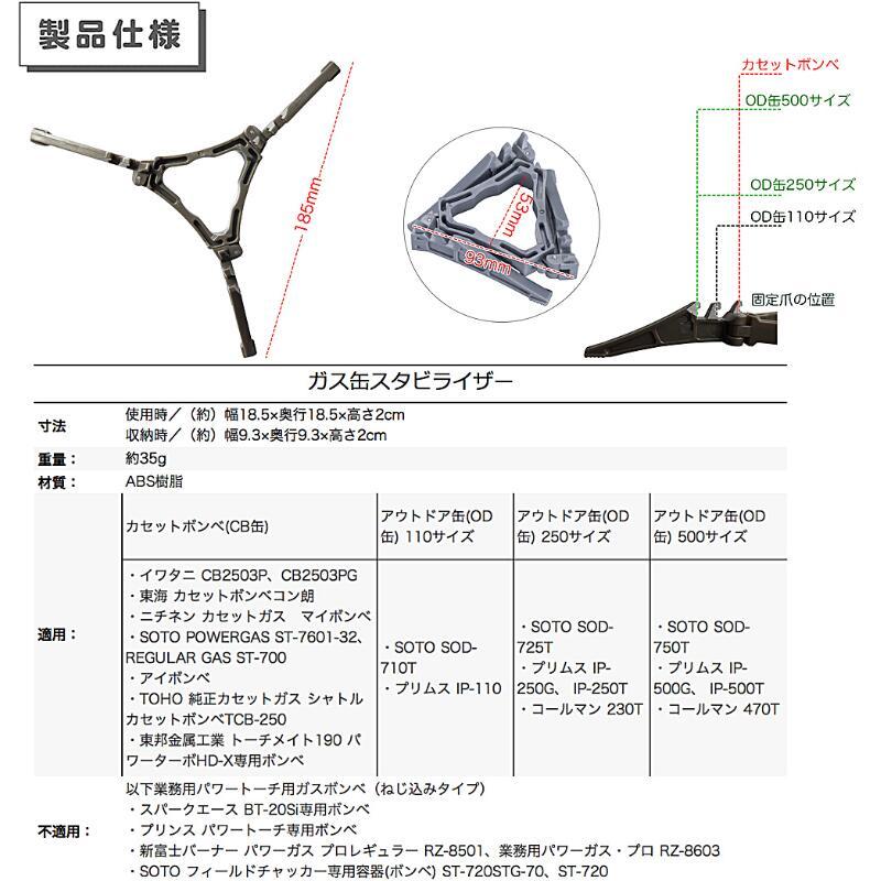 スタビライザー od cb カートリッジスタビライザー カートリッジホルダー ガス缶 OD缶 CB缶 汎用 キャンプ アウトドア 安定 転倒防止 スタンド 折りたたみ NANGO ...