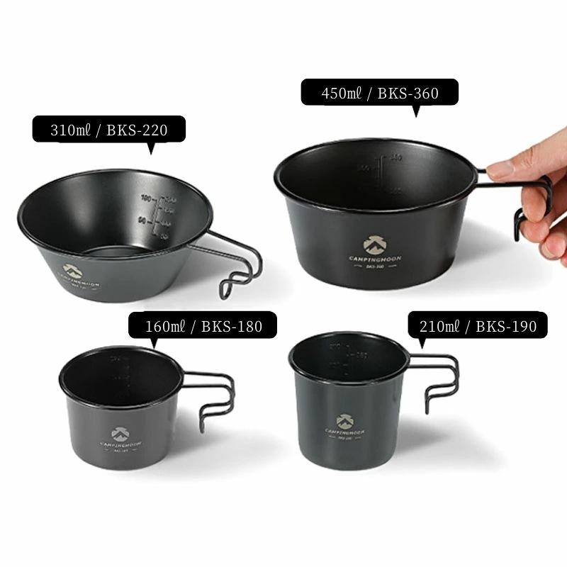 CAMPINGMOON キャンピングムーン CAMPING MOON シェラカップ セット 黒 ブラック 直火 ok キャンプ用 コップ ステンレス キャンプ 310ml BKS-220-4P ...