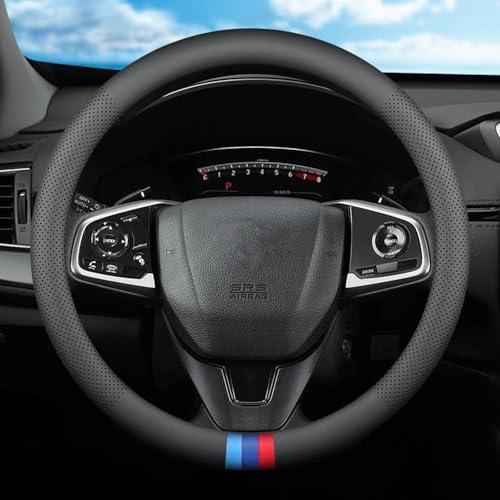 TATACLEA ハンドルカバー 軽自動車 普通車 多車種適応 車内装 O型 プレミアムレザー滑り止め、通気性、本革 ユニバーサル38cm（ブラ : hh650a9d9b58 ...