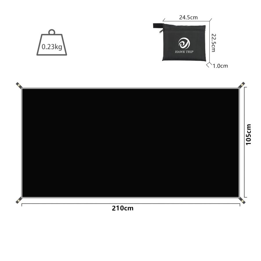 テントシート グランドシート 防水シート 軽量 収納バッグ付き アウトドア キャンプ 登山 ピクニックハイキング ブラック 105x210cm : SOLVERTEX - 通販 - Yahoo ...