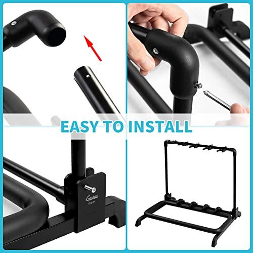 GUITTO ギタースタンド 5本収納 折りたたみ式 ユニバーサルディスプレイラック ポータブルギターホルダー バンドステージベースアコースティ : SOLVERTEX - 通販 ...