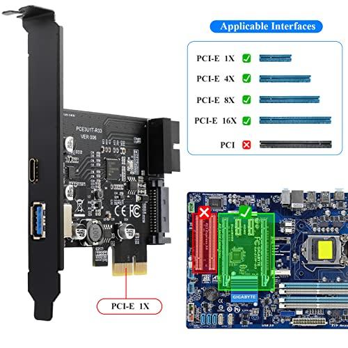 BEYIMEI PCI-E 1X to USB 3.2 Gen1 5Gbps 2ポート（タイプC+タイプA）拡張カード、19PIN 3. : SOLVERTEX - 通販 - Yahoo!ショッピング