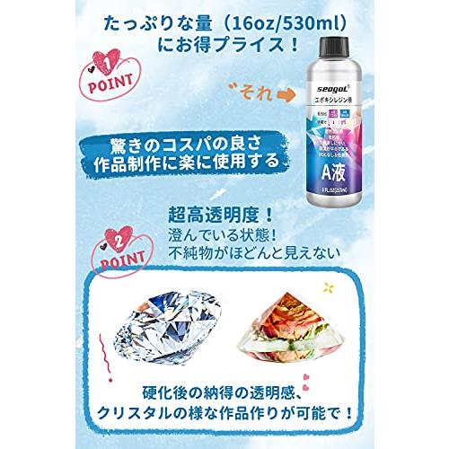 エポキシ樹脂 - 二液性レジン液 大容量530g/16oz ハードタイプ エポキシレジン セット DIY 手芸用品 レジンアート、レジンアクセサ : SOLVERTEX - 通販 ...