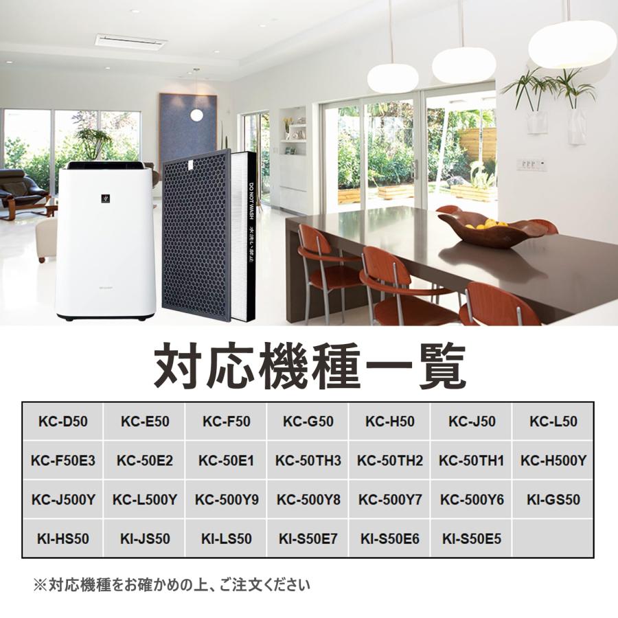 Waldooシャープ空気清浄機用フィルター 脱臭 フィルター FZ-D50DF + 集じん FZ-D50HF 互換品2点セット ...