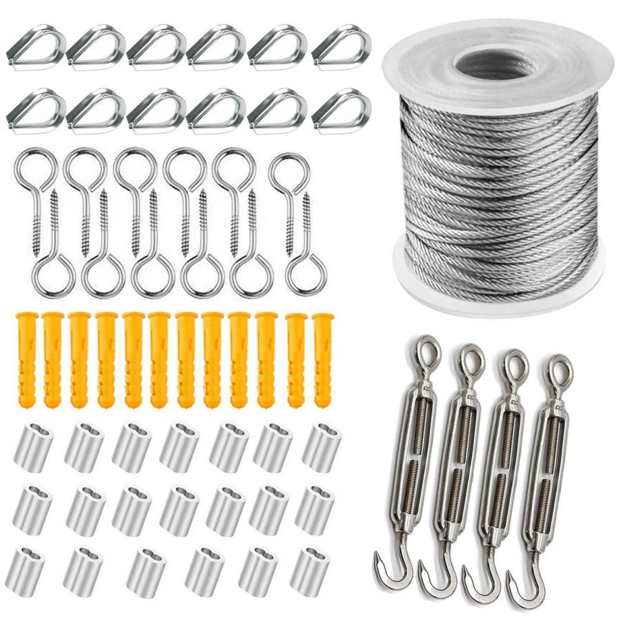 ibubu ステンレスワイヤー 2mm 台風対策 固定 ステンレス ワイヤーロープ 柔らかいワイヤー ステンレスロープ wire rope ...